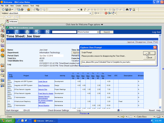 Lotus Notes Time Card Approval Disapproval Process Tracker Suite